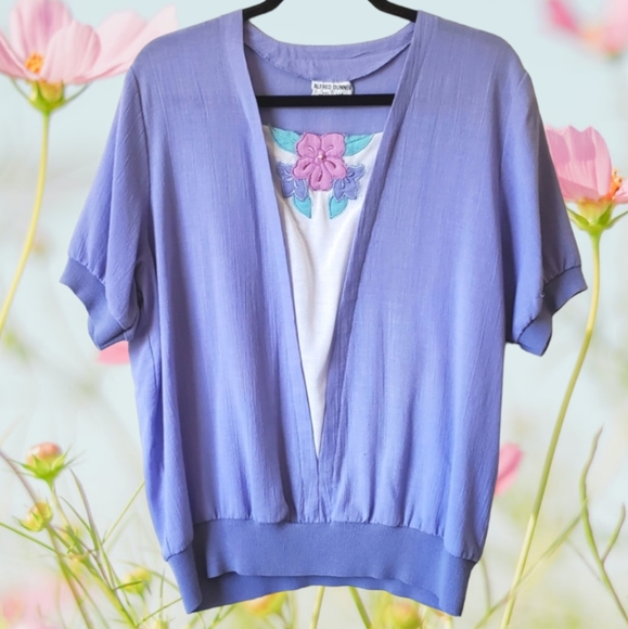 Vintage | Tops | Vintage Floral Embroidered Lilac Top | Poshmark